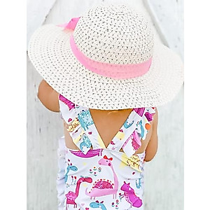 RAISEVERN Baby Girls Swimsuit Ruffles Dinosaur Bathing Suits Cute Cartoon Colorful Flowers Print Beach Sport White Summer One Piece Swimwear Backless Quick-Dry Swimming Bodysuit for 3t 4t Little Girl