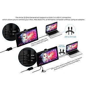 XPPen Artist 22 2nd Drawing Tablet with Screen Graphics Tablet 122% sRGB with 8192 Levels Battery-Free Stylus, 21.5inch Pen Display Compatible with Windows, Mac, Linux with Adjustable Stand