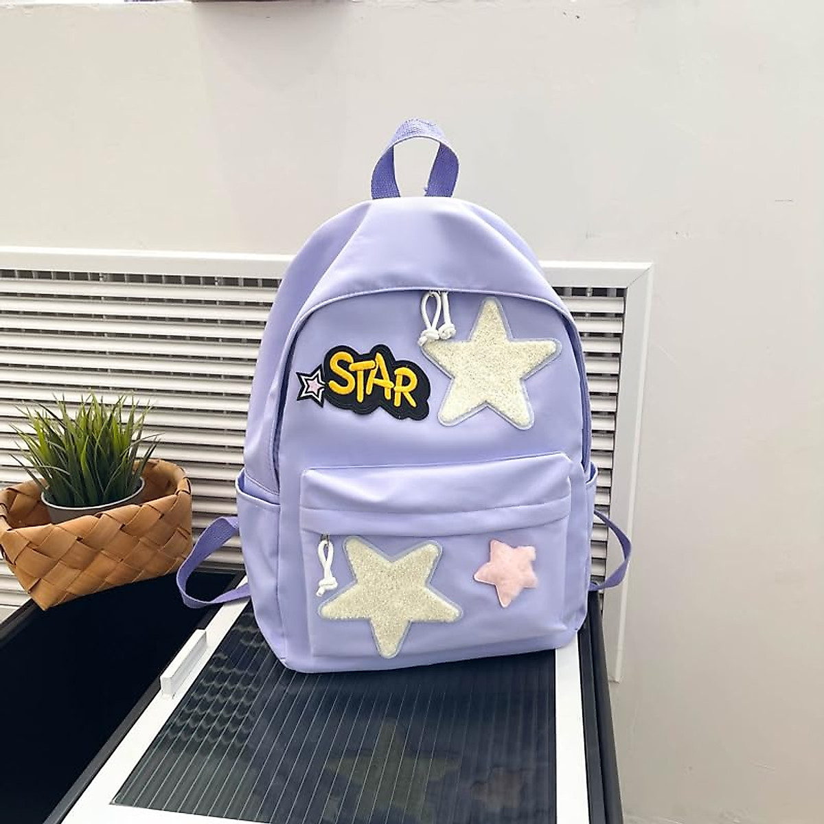 Cute Backpack for Women Men, Kawaii Y2K Design Trendy Colorful Harajuku Hiking Travel Backpack Aesthetic Backpack (Purple)