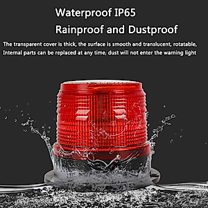 RISOON Solar Strobe Warning Safety Flashing Light/Ceiling Strobe Light, with Strong Magnetic Base Waterproof for Construction, Traffic, Factory, Crane Tower, Boat Navigation (Red+Blue)