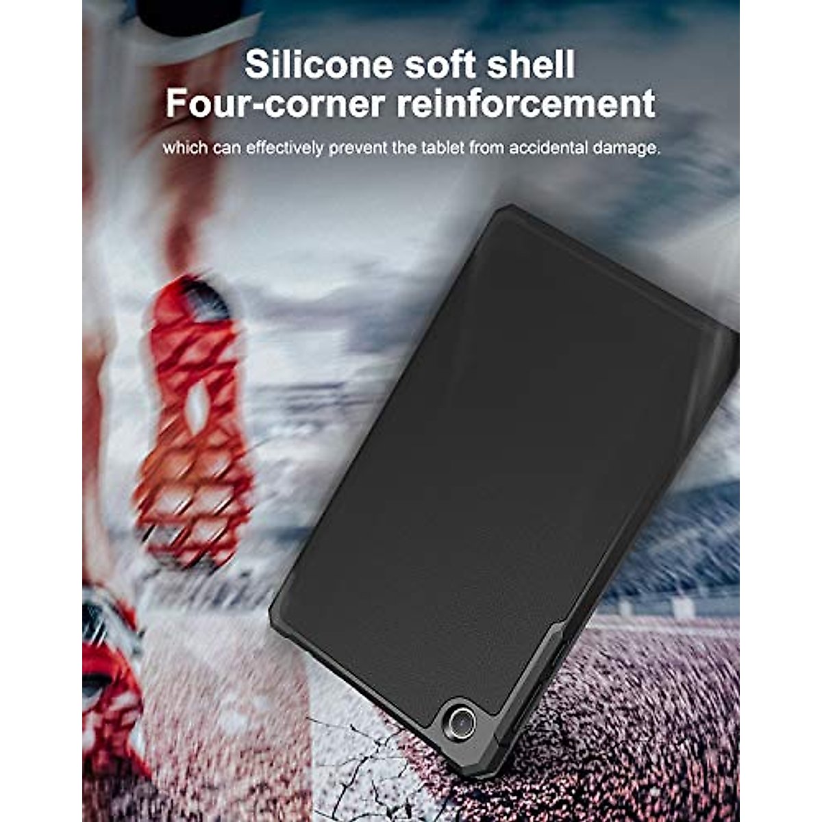 INFILAND Metrobyt-Mobile Alcatel Joy Tab 2 Case, Tri-Fold Soft Frame Cover Case Compatible with Metrobyt-Mobile Alcatel Joy Tab 2 8-inch 2020 Release Model 9032Z Tablet Only, Black