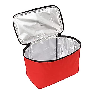 Aqur2020 Insulated Grocery Bag, Sustainable 3 Layers Large Capacity Food Transport Carrier Portable Reinforced Handles with Zipper for Camping (Red)