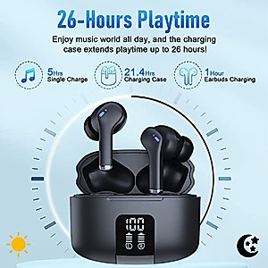 Turkal Wireless Bluetooth 5.3 Earbuds Compatible with iPhone & Android,Deep Bass Noise Cancelling Headphones with 4 Mic,27H Playtime,IPX5 Sweat Resistant,HiFi Stereo Sound in-Ear Blue Tooth Earphones