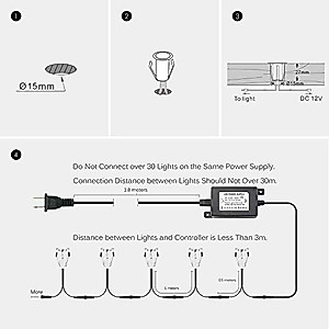 0.7" Tiny LED Deck Lights, QACA Landscape Lighting for Garden, Patio, Stairs Outdoor and Indoor Decoration Security Cool White(Pack of 10)