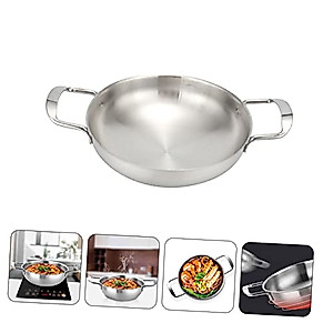 Cabilock 1pc Stainless Steel Soup Pot Wok Pan with Lid Metal Cooking Utensils Korean Cookware Fast Heating Pot Kitchen Deep Fryer Round Everyday Pan Stainless Stockpot Instant Noodle Pot