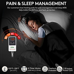 UTK Infrared Heating Pads for Back, Far Infrared Heating Pad for Pain Relief, Heating Pad with 108 Jade & 42 Tourmaline Stones, Fast Heat up, Carrying Bag Included, Mpro Size: 21x31 Inches