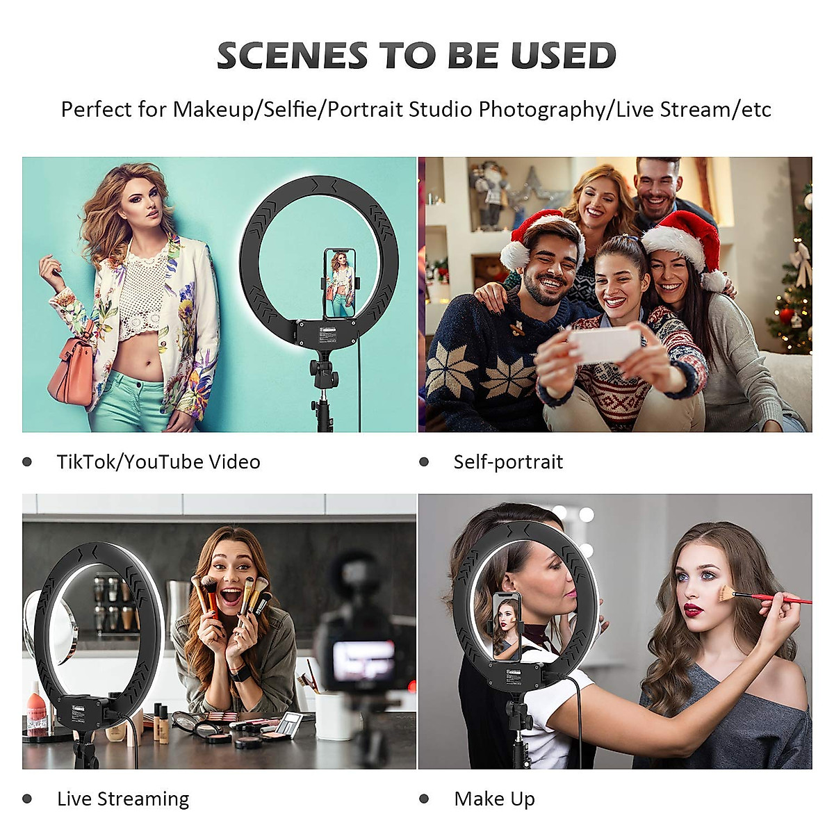 Ring Light 18 Inch with Tripod Stand, 55W 5700K Dimmable Selfie LED Ring Light with 73" Tripod Stand and 3 Phone Holder, Circle Light for Make Up, YouTube, Video Shooting, Live Stream, Vlog, CRI > 95