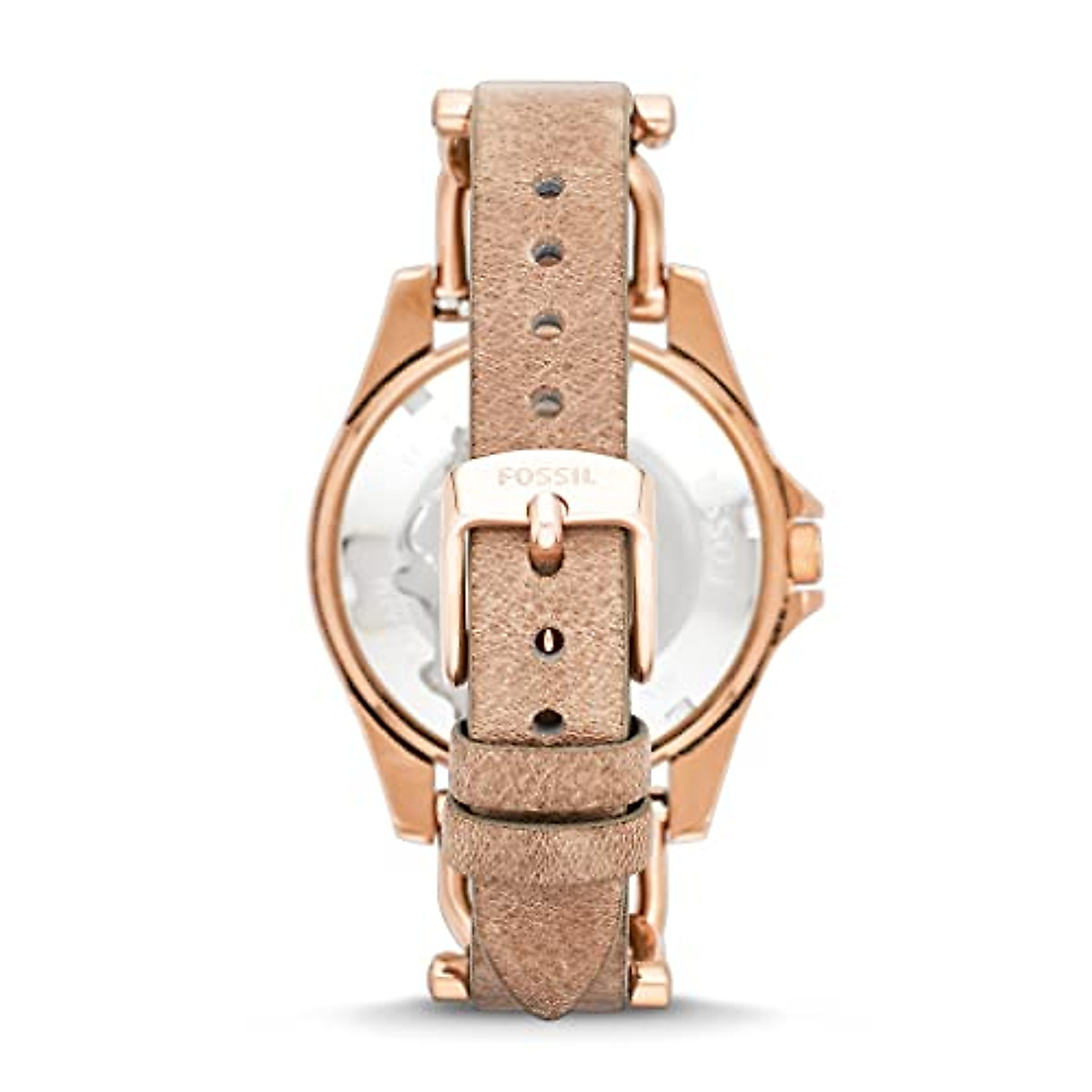 Fossil Women's Riley Quartz Stainless Steel and Leather Multifunction Watch, Color: Rose Gold, Sand (Model: ES3466)