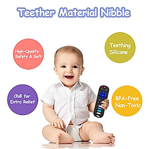 SOLIFEGOBLE 2 Pack Silicone Teethers Toys for Infant Toddlers Remote Control Shape Teething Tablets for Babies Chew Toys, Relief Soothe Babies Gums Se