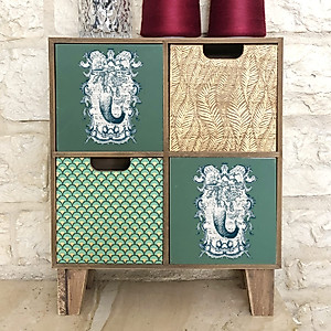 GLOBLELAND 3 Sheets Mermaid Transfer Stickers 6x12inch Sea Wave Rub on Decor Transfers Sticker Decals for Furniture Cabinet Wood Door DIY Craft