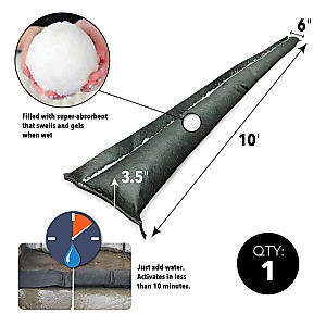 Quick Dam QD610-1 Water-Activated Flood Barrier-1 Pack, Black