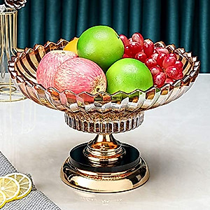zhouye Durable Crystal Glass Fruit Bowl European Style Light Luxury Fruit Tray 12in/31cm, for Living Room Tea Table Wedding Decoration