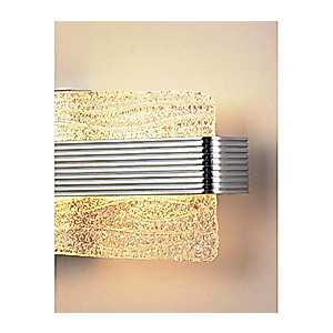 ET2 E24424-124PC Ripple Artisanal Piastra-Style Glass Bath Vanity Bar LED Wall Sconce, 1-Light 20 Watt, 24" H x 4" W x 5" L, Polished Chrome