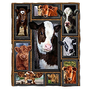 ChriHome Flannel Blanket 3D Young Cow Super Soft Plush Throw Blanket Warm Sofa Couch Travel Bedding Blankets Comfy Bedspread Home Decor Blanket (60'' x 50'')