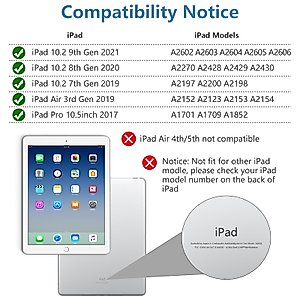 Keyboard Case for iPad 10.2" 9th Generation 2021/ 8th Gen 2020 Case for iPad 10.2 7th 2019, Wireless Bluetooth Keyboard for iPad Air 3 (3rd Gen)/iPad Pro 10.5"/iPad 10.2” Case with Pencil Holder