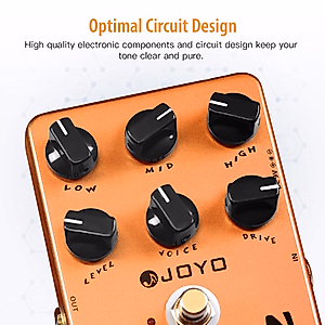 JOYO American Sound Amp Simulator Pedal of Fd 57 Deluxe Amplifier from Clean to Overdrive Sound for Electric Guitar Effect - Bypass (JF-14)