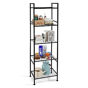 SUNLPH 5-Tier Wire Shelving Metal Rack Shelves, Standing Storage Shelf Units Flat for Laundry Bathroom Kitchen Pantry Closet Organization (Black, 16.9" L x 12.2" W x 53.4" H)
