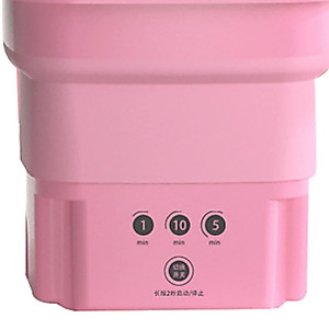TOPINCN Portable Washing Machine Dryer Comb with Drain Basket Pipe Folding Washing Machine Integrated Mini Underware Washer Blue Ray for Camping RV Travel (Pink)