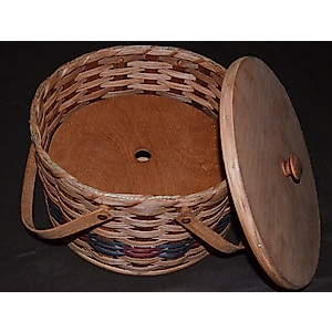 Amish Wares Round Double Pie Basket with Two Swivel Handles, Divider Tray and Lid - Authentic and Collectible Basket Handmade in USA