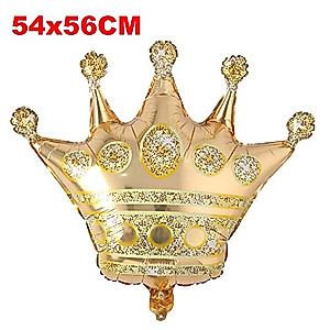 Big Rose gold crown foil balloons crown happy birthday party decorations kids toy baby shower foil balloon surprise gift (Gold)