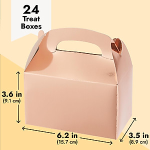 Juvale 24 Pack Rose Gold Gable Boxes for Baby Shower, Wedding, Birthday Themed Party Favors (6.2 x 3.5 x 3.6 In)