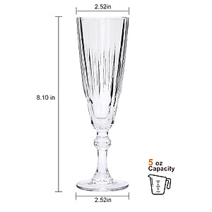 Ufrount Vintage Champagne Flute,5oz Champagne Glasses Set of 12,Elegant Embossed Champagne Flute Goblet Sparking Wine Glasses for Mimosa,Beverage,Party