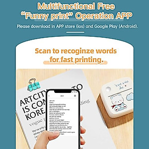 Label Printer,Mini Pocket Printer Portable Thermal Instant Photo Printing Label Maker Machine BT Wireless Connect Compatible with Android or iOS APP Support Receipt Label Memo Sticker Notes