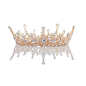 Crystal Crown Vintage Queen Princess Tiara Bridal Rhinestone Crown Dress-up Wedding Prom Pageant Pearl Crown Hair Accessories for Women and Girls… …