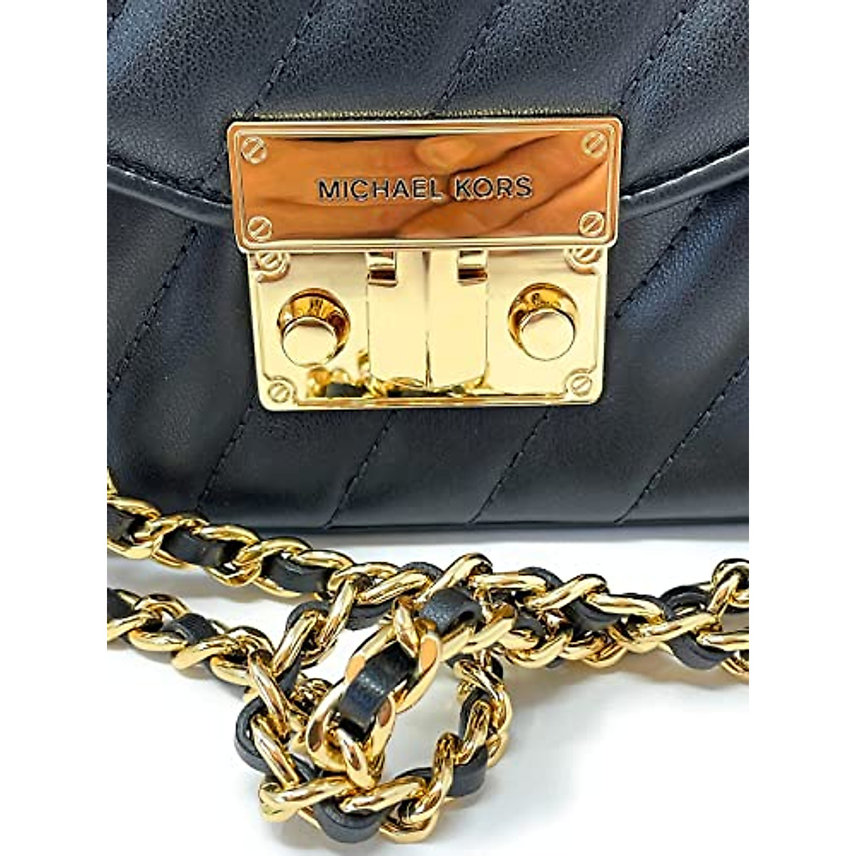 Michael Kors Small Rose Quilted Leather Shoulder Flap Bag Black