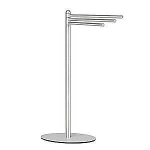 Cortesi Home Noli Contemporary 3 Swing Arm Towel Stand, Brushed Aluminum