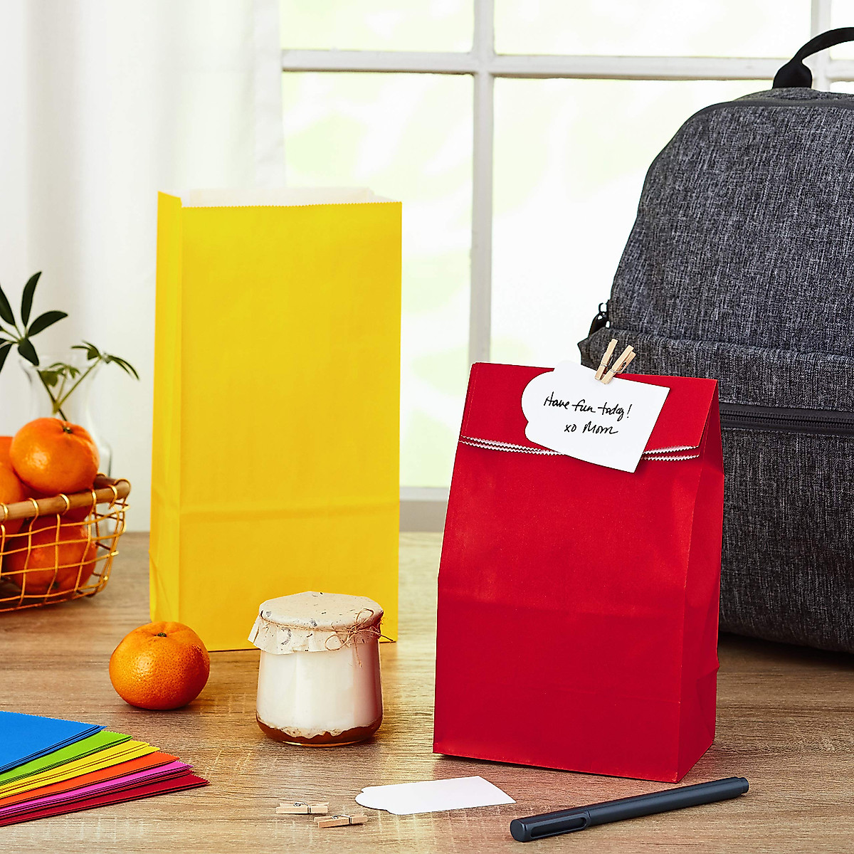 Hallmark Solid Color Party Favor and Wrapped Treat Bags (30 Ct., 5 Each of Blue, Red, Green, Yellow, Orange, Pink) for Birthdays, Baby Showers, Kids Crafts and Activities, May Day, Care Packages