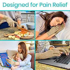 Vive Compression Arthritis Gloves - Comfortable Fit for Men and Women - Open Finger for Rheumatoid, Osteoarthritis