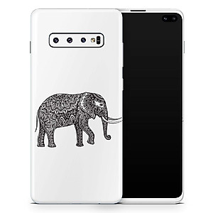 DesignSkinz Black and White Aztec Ethnic Elephant Protective Vinyl Decal Wrap Skin Cover Compatible with The Samsung Galaxy S20 (Screen Trim & Back Glass Skin)