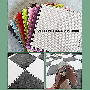 10pcs Plush Foam Floor Tiles, Square Foam Interlocking Carpet Tiles, 11.8x11.8 Inch Splicing Carpet Tiles Puzzle Play Mats for Floor for Bedroom(Color:Blue)