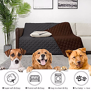 SPXTEX Dog Bed Cover Washable Pee Pads Dog Blankets for Puppy Large Dog Cat,Sofa Reversible Changing Pad Reusable 1 Piece（68"x82",Chocolate+Dark Grey）