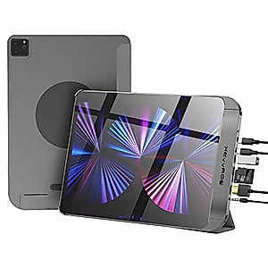 Loya Ark Case with USB C Hub for iPad Pro 12.9 inch 2021, 7-in-1 USB-C Multiport Adapter 4K HDMI, Smart Cover with Docking Station, SD/TF Card Reader, USB 3.0, 3.5mm Headphone Jack, Accessories