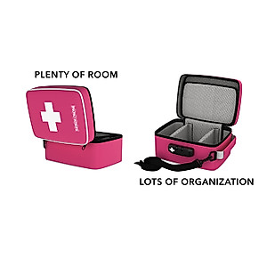 GREEN CROSS Medicine Bag with Combination Lock 8.5" x 5.5" x 4.5"(Pink Nylon)