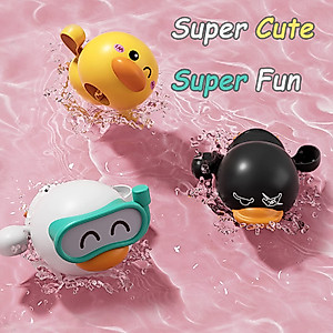 3 Pack Duck Bath Toys, Bathtub Toys for Baby Toddler, Wind Up Bathing Water Toy Bath Swimming Duck Toy, Swimming Tub Bathtub Pool Cute Swimming Toys for Boys Girls