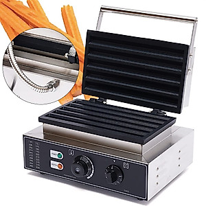 Electric Churro Maker Machine Make 5 Slices Spanish Churros, Commercial Spanish Churros Maker, Adjustable Temperature, Nonstick Hotplate for Blintzes, Roti, Tortilla, Eggs