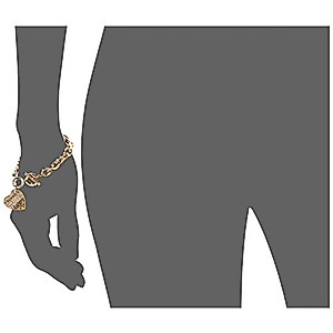 GUESS "Basic" Gold Graffiti Logo Heart Toggle Charm Bracelet