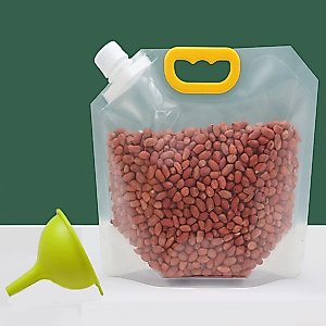 FETNHU Grain Moisture-Proof Sealed Bag, 5-10pcs Resealable Clear Cereal Containers Storage,Stand Up Sealed Odor-Resistant Packaging Bags, Food Storage Containers (3 L,5PCS)