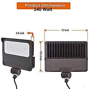 Fiqevs 240W LED Flood Light Knuckle Mount, Outdoor LED Floodlights Ac100-277V, 33,600LM(1000W HPS/MH Eqv.) IP65 Waterproof Flood Lights for Yard/Garden/Signs/Advertising Boards - 2 Pack