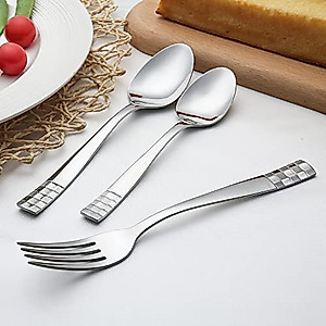 KOOMADE CHECKERS Silverware Set for 4, 20-piece Flatware (Dinner Fork, Salad Fork, Knife, Spoon, Teaspoon) Dishwasher Safe