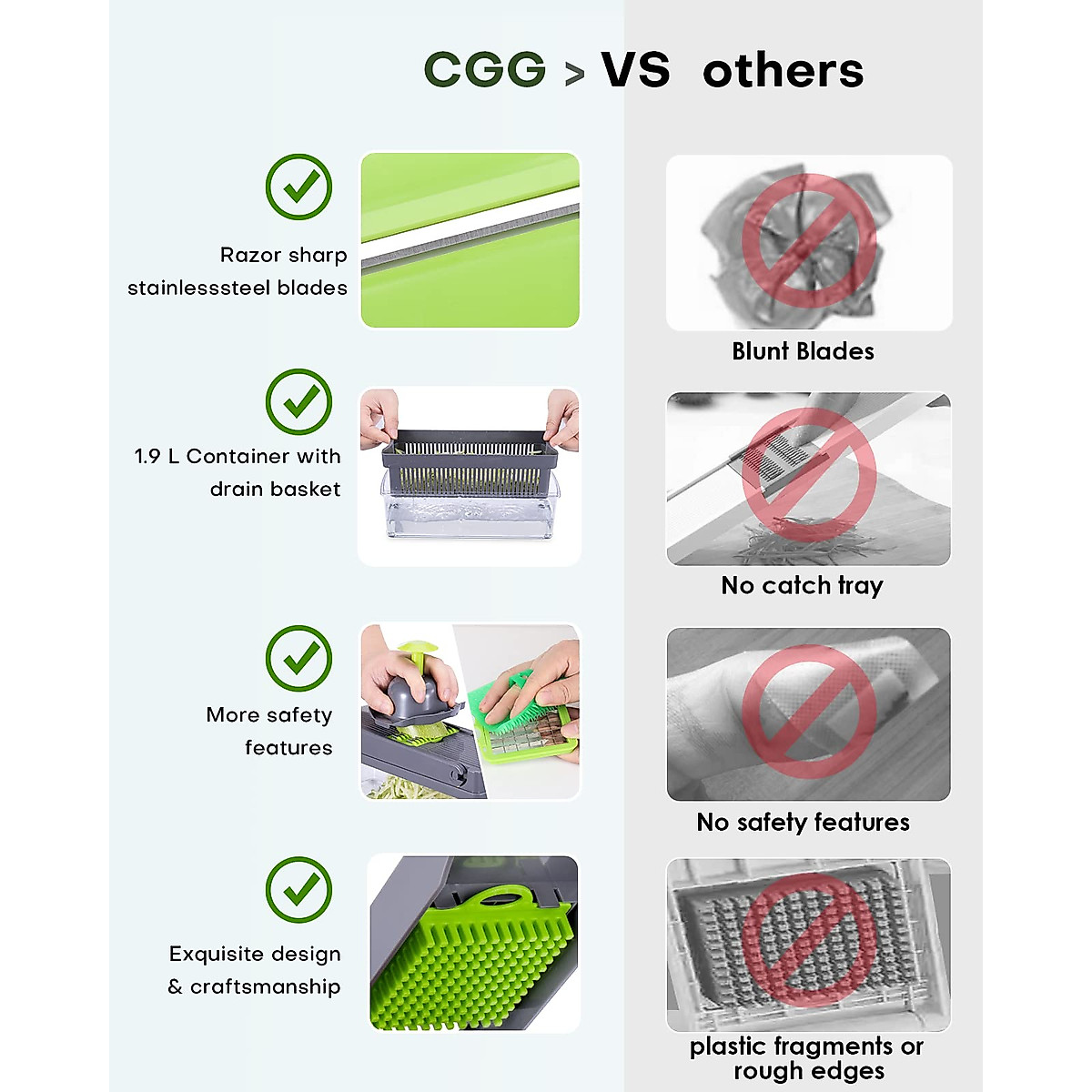 17-in-1 Vegetable Chopper with 9 Blades, Container and Drain Basket - For Veggies, Fruits, Onions, Potatoes, Carrots