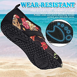 VIFUUR Womens Mens Water Shoes Barefoot Quick Dry Aqua Socks for Beach Swim Yoga Outdoor Sports SkullBlack-38/39