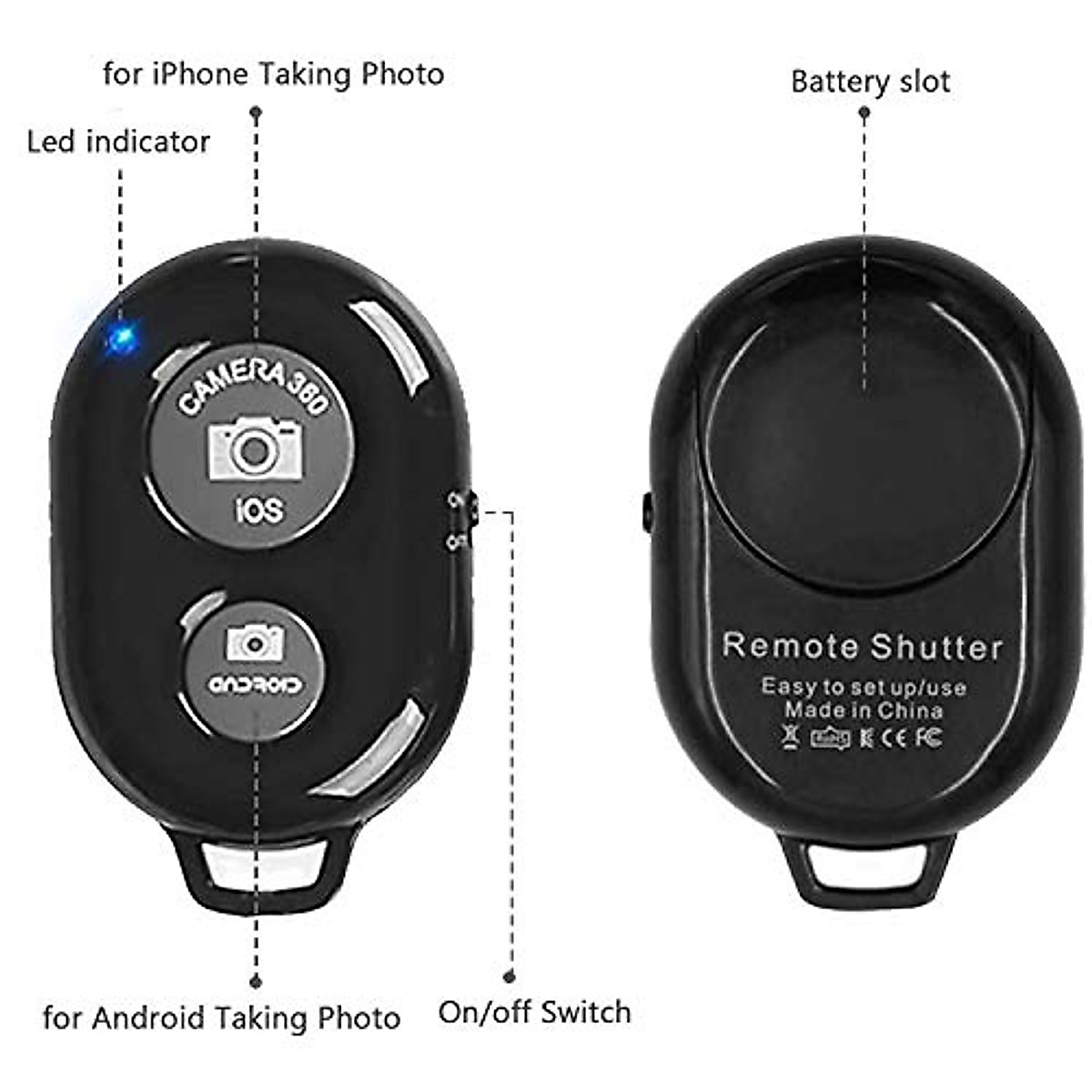 Cellphone Remote Shutter for Smartphones and Tablets (3 Pack), AOQIYUE Wireless Camera Remote Control Compatible with iPhone/Android Cellphone Wrist Strap Included -Create Amazing Photos and Videos