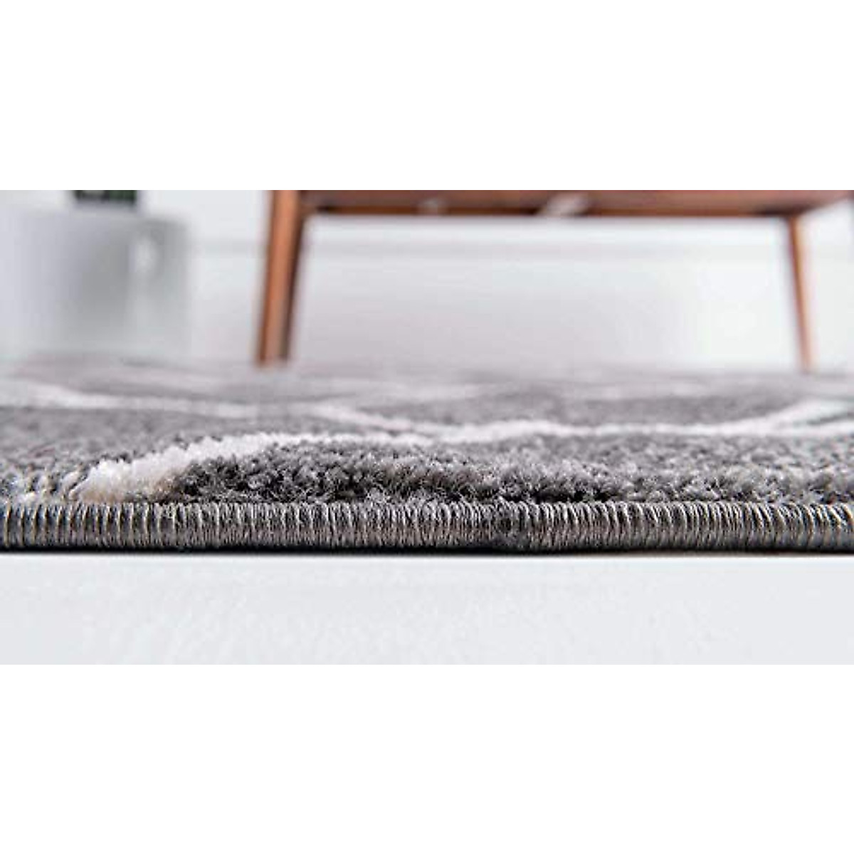 Unique Loom Trellis Frieze Collection Area Rug - Rounded (5' x 8' Oval, Dark Gray/ Ivory)