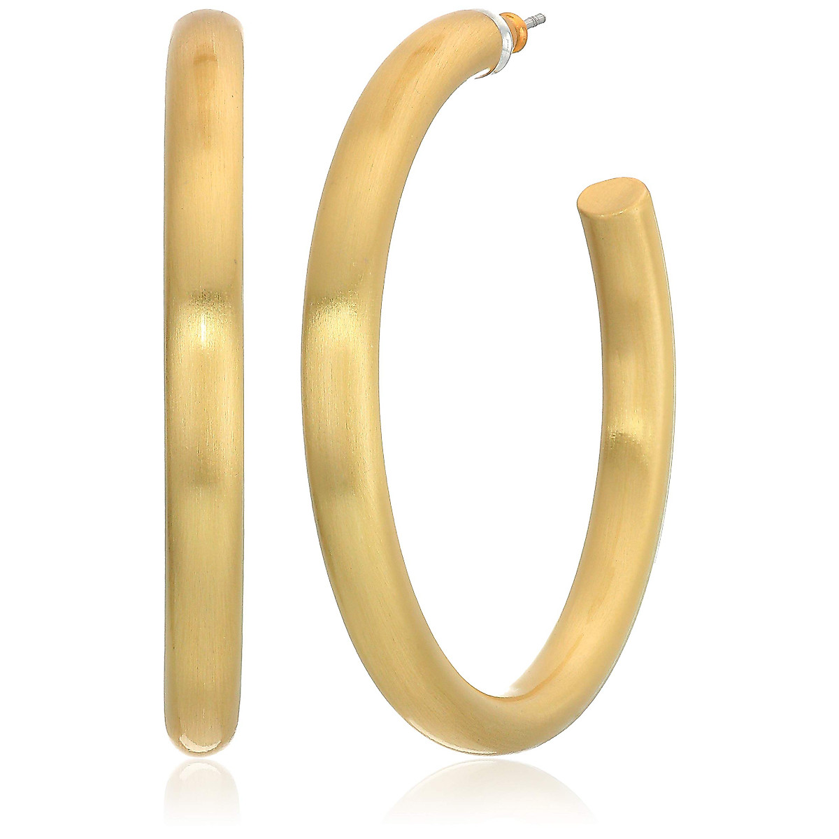Lucky Brand Women's Gold Large Tubular Hoop Earrings, One Size