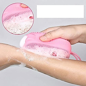 INGVY Dry Brushing Body Brush Silicone Body Scrub Exfoliating Artifact Sponge Bath Brush Double-Sided Bath Brush Adult Universal Bathroom Accessories