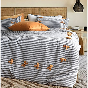 Duvet Cover Queen Stripe Bedding Cotton Boho Bedding comforters & Sets Full/Queen, 86"x 90"